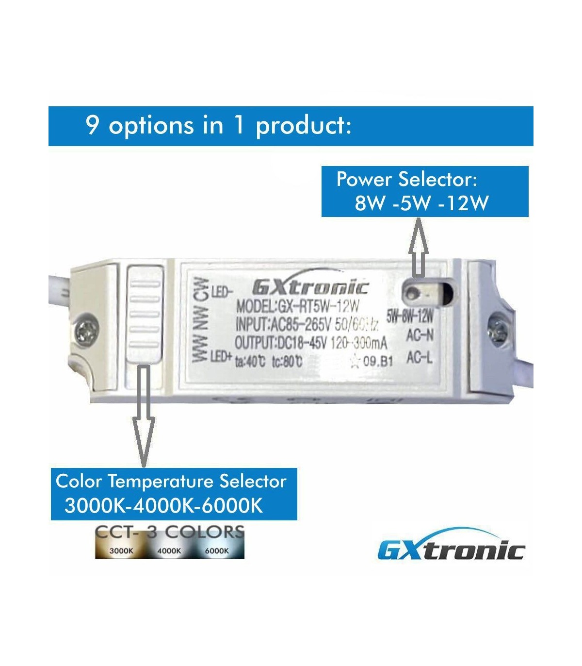 5 to 12W V2.0 Recessed Selectable CCT LED Spotlight 40º UGR11 1200Lm
