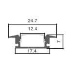 Perfil de aluminio empotrable 25x7 negro para tira LED - 2 metros